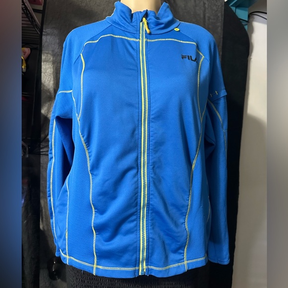 Fila | Jackets & Coats | Fila Sport Jacket Xl Blue With Neon Yellow ...